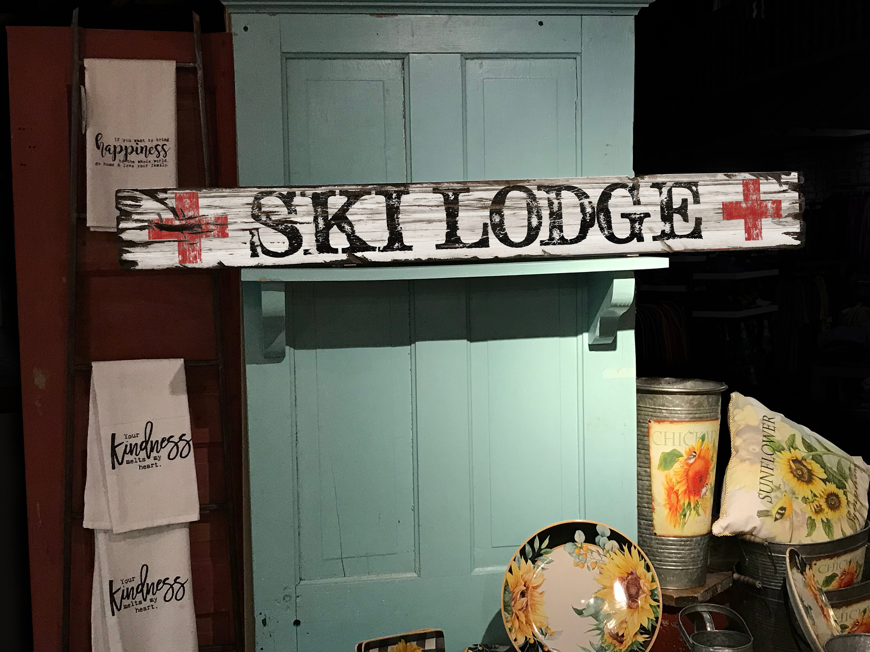 Vintage SKI LODGE Sign on Rustic Barn Wood. Handcrafted | Etsy