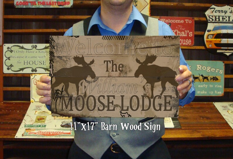Custom, Personalized Moose Lodge Sign, Rustic Barn Wood, Vintage ...