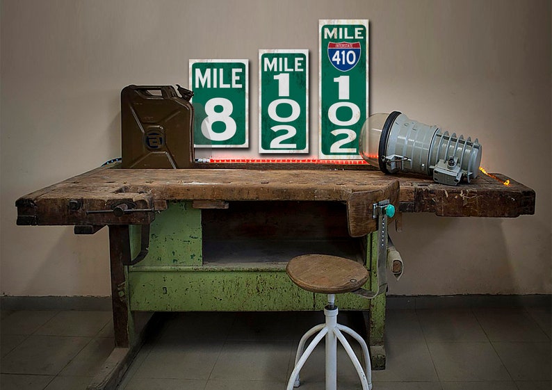 Personalized Mile Marker Metal Sign | Rustic Custom Highway Number Sign ...