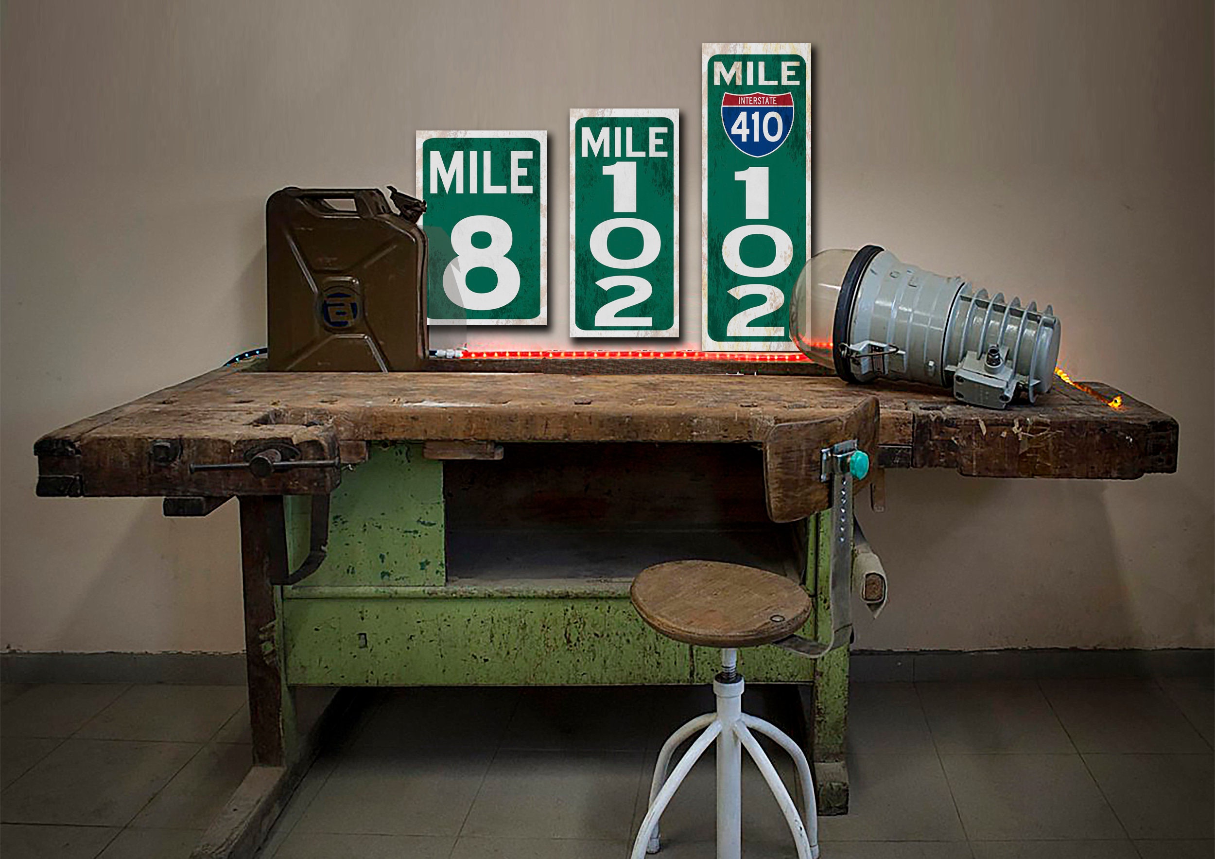 Personalized Mile Marker Metal Sign | Rustic Custom Highway Number Sign ...