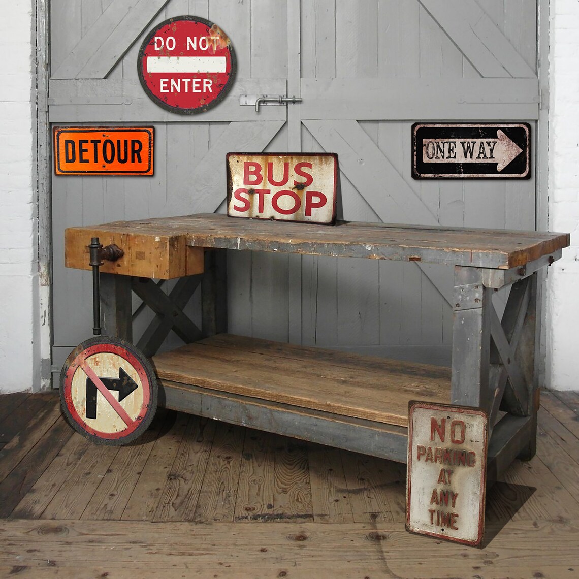 Vintage Rustic Road Signs One Way and Detour Sign - Etsy