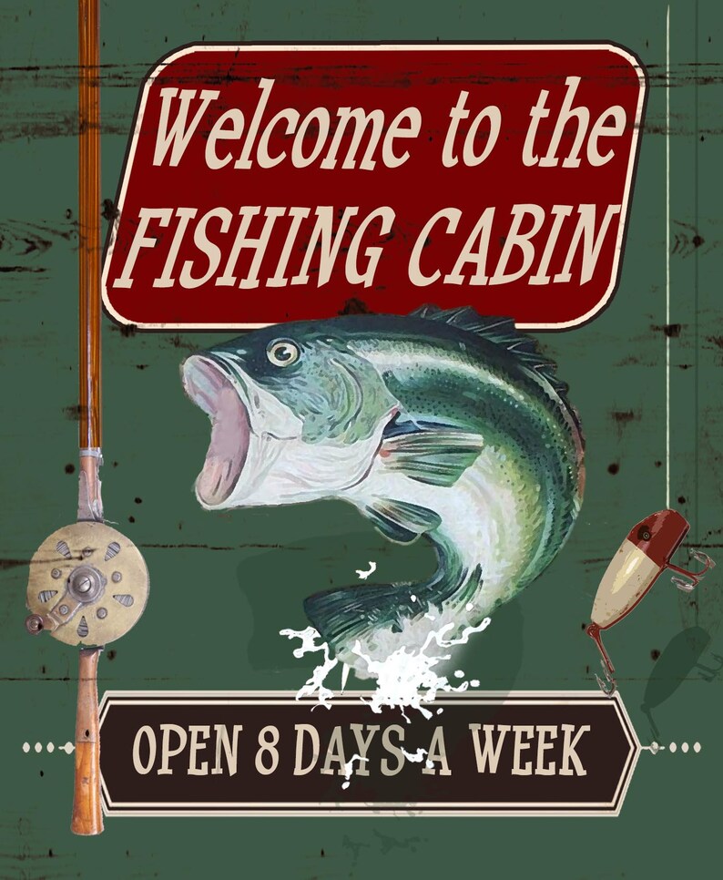 Vintage Fishing Cabin Signs - Etsy