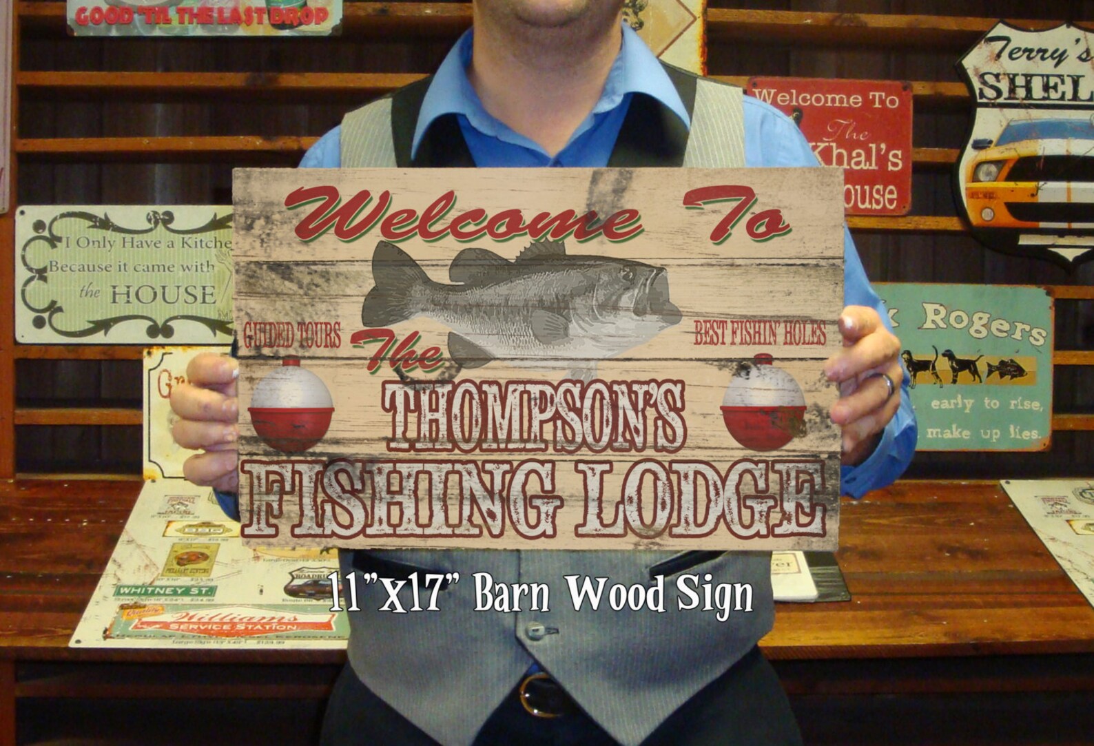 Custom Personalized Fishing Lodge Barn Wood Sign - Etsy