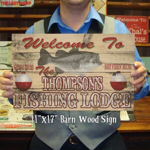 Custom, Personalized Fishing Lodge Barn Wood Sign - Etsy