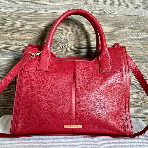 Red Leather Satchel - Etsy