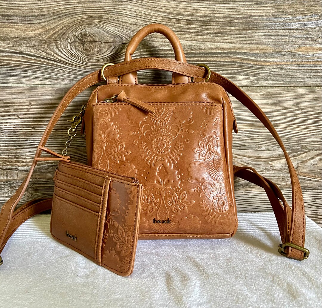 Vintage the Sak Brown Leather Loyola Mini Backpack Daypack Shoulder Bag ...