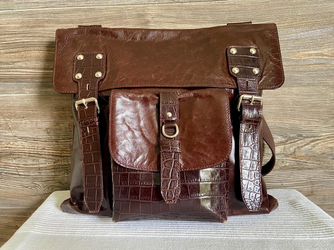 Vintage CLAUDIA FIRENZE Brown Leather Shoulder Bag Messenger Purse Made ...