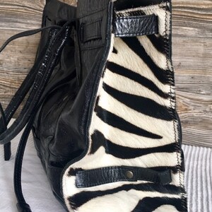 Vintage MITZI BAKER Black Leather Cowhide Trim Satchel Shoulder Bag ...