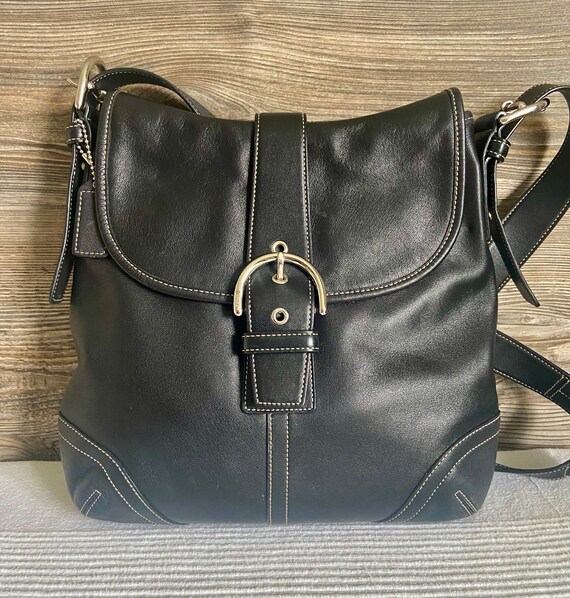 Vintage COACH 9480 Soho Black Leather Shoulder Bag Pu… - Gem