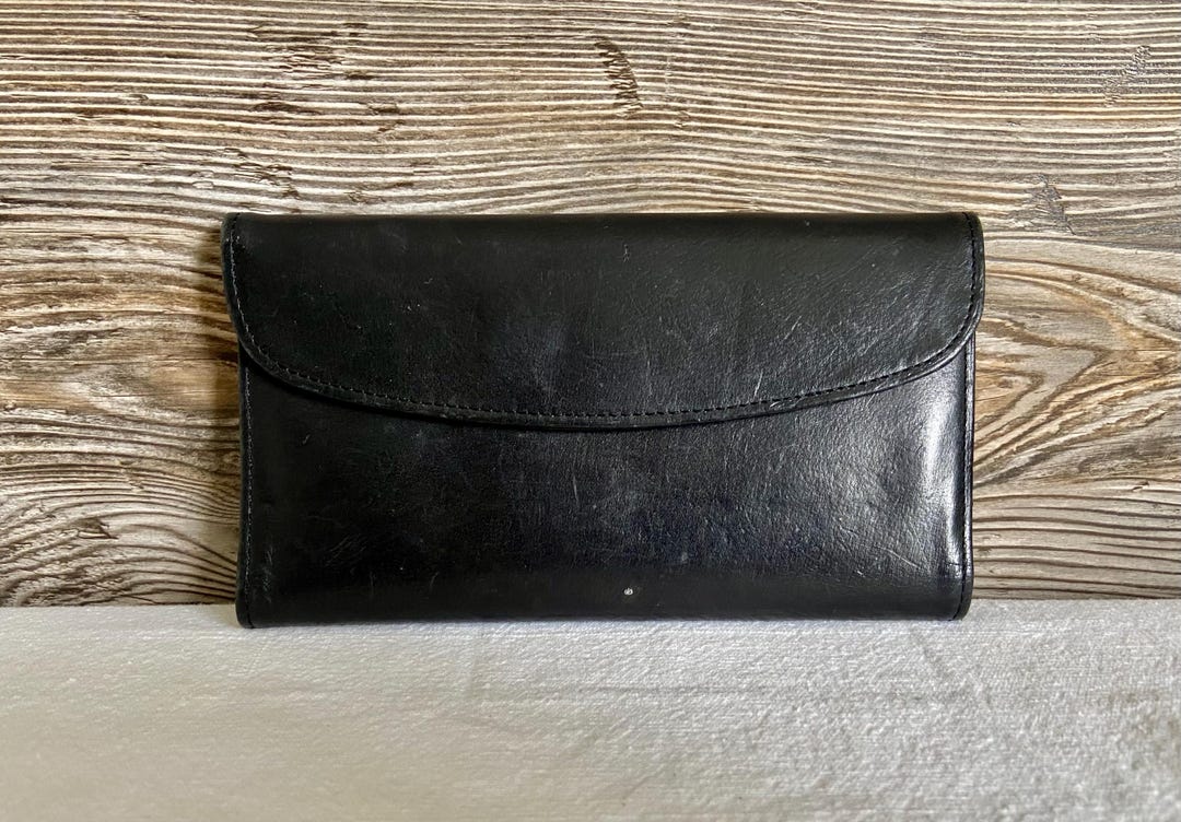 Vintage COACH Legacy Black Leather Combination Checkbook Wallet Ship ...