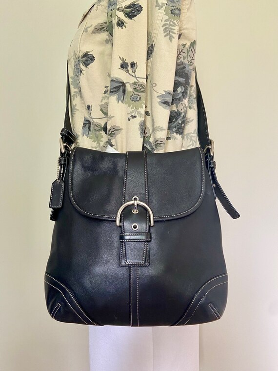 Vintage COACH 9480 Soho Black Leather Shoulder Bag Pu… - Gem