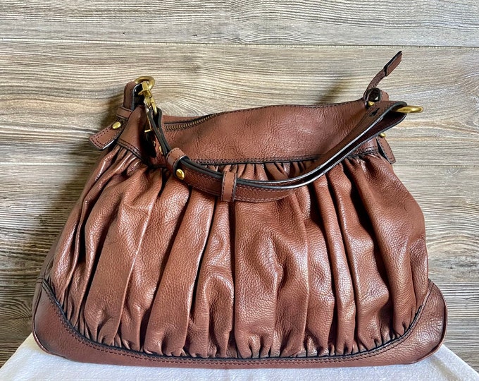 Vintage FOSSIL Fifty Four Brown Leather Hobo Shoulder Bag Purse Ship ...