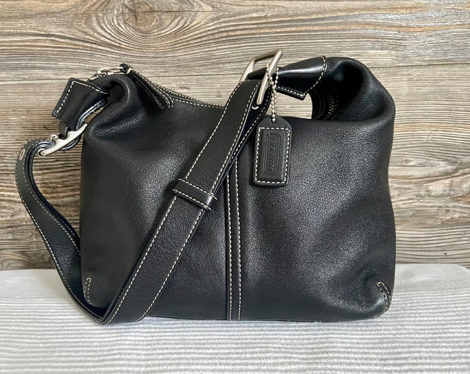 Vintage COACH 9566 Black Leather Legacy Convertible Hobo Bucket ...