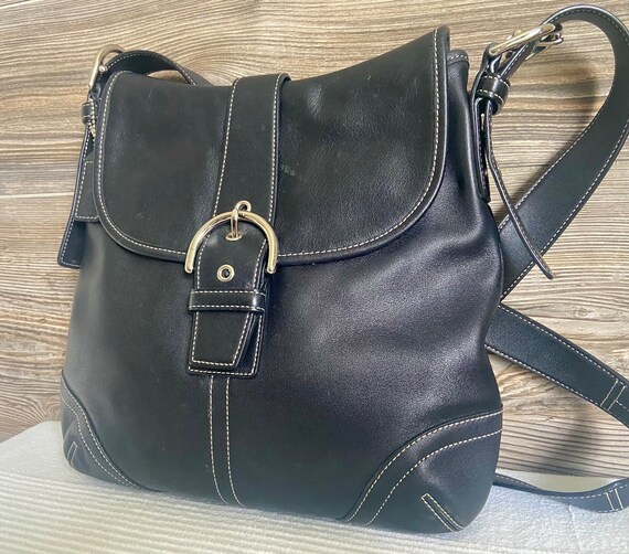 Vintage COACH 9480 Soho Black Leather Shoulder Bag Pu… - Gem