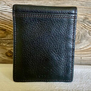 Vintage FOSSIL Black Leather Bifold Wallet Ship Free - Etsy
