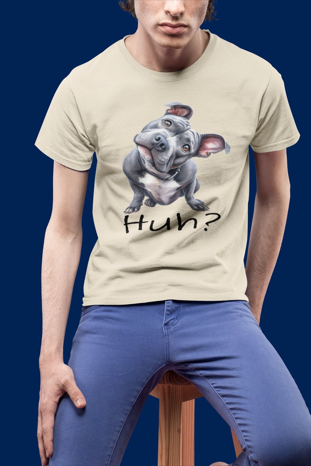 Huh Pit Bull Funny T-shirt Funny Dog T-shirt Pit Bull Cute Dog T-shirt ...