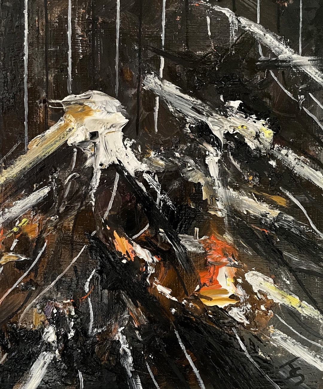 Explosion - Abstract Oil Painting on Wood - Joanne Stowell - Etsy