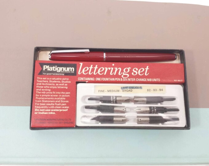 Platignum Calligraphy Lettering Set & 6 Left Hand Oblique Nibs ...