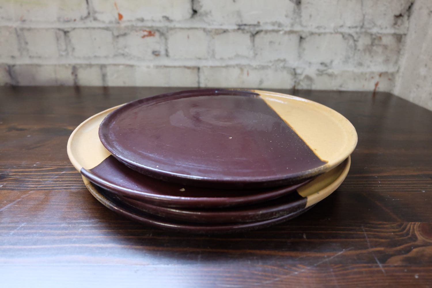 Vintage Earthenware Set of 4 Plates, Dinner Stoneware, Ceramic Boho ...