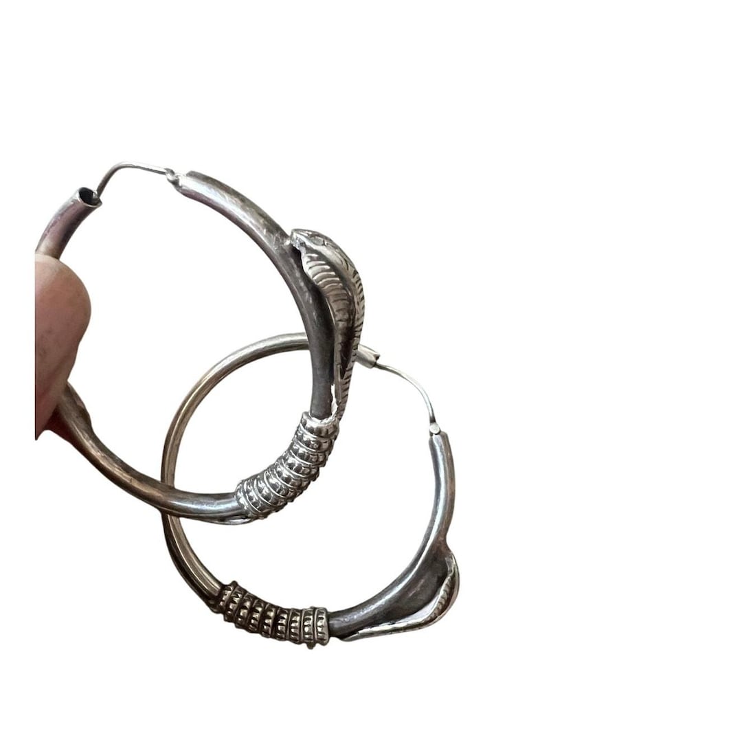 Sterling Silver Hoops. Cobra Snakes, 90s, Large Hoop Earrings - Etsy