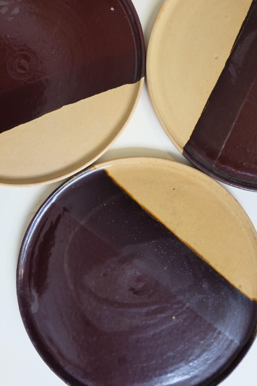 Vintage Earthenware Set of 4 Plates, Dinner Stoneware, Ceramic Boho ...