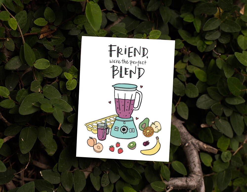 Perfect Blend Card Fruit Smoothie Blender Cute Friendship - Etsy UK