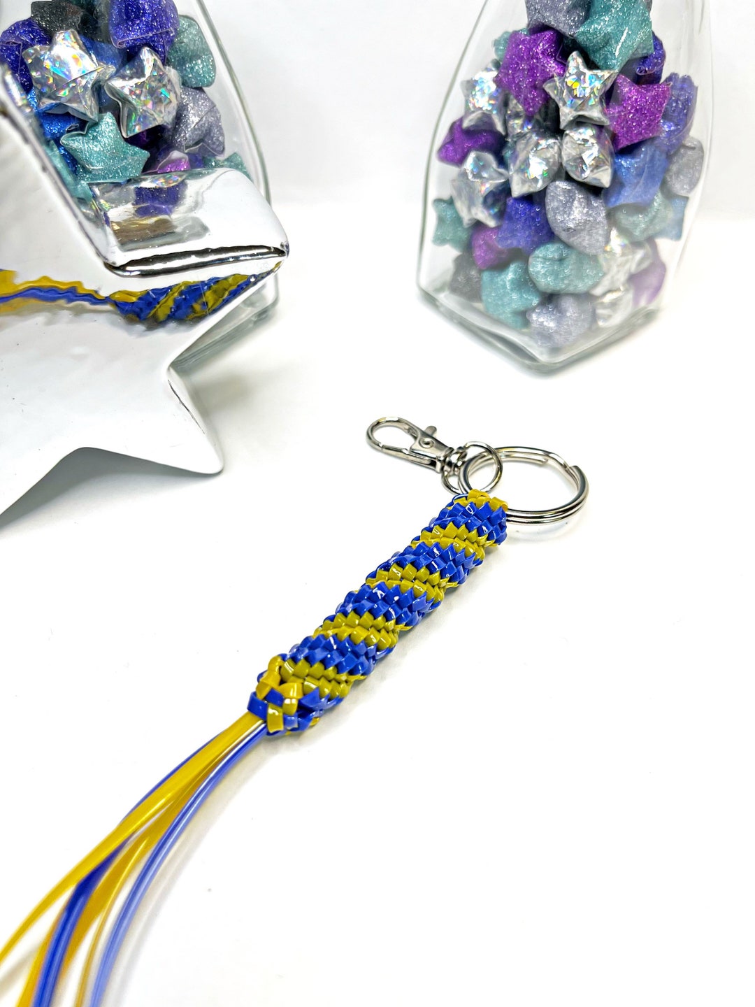Blue & Bronze/gold Rexlace Keychain - Etsy