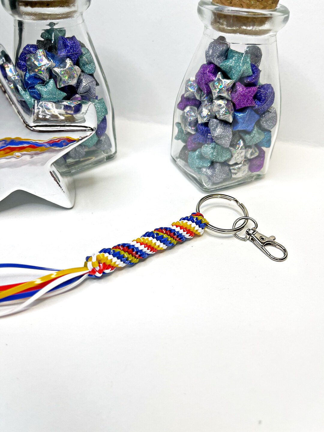 Blue, Red, White & Gold Rexlace Keychain - Etsy