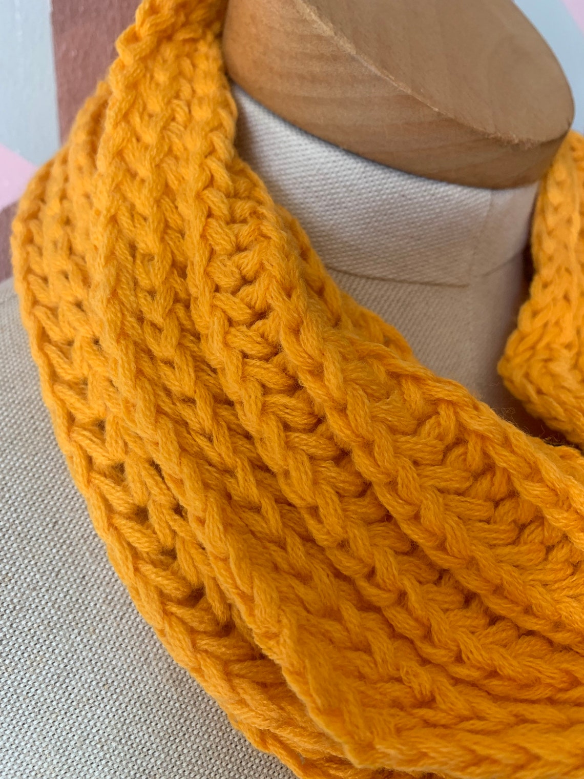 Knitted snood yellow wool style 1 | Etsy