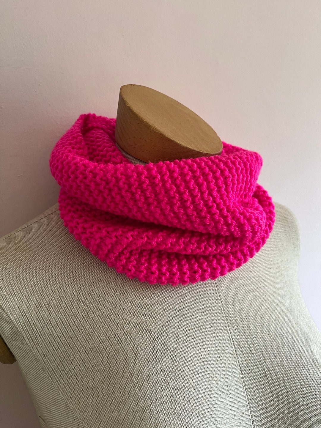 Hand Made Knitted Snood Hot Pink - Etsy