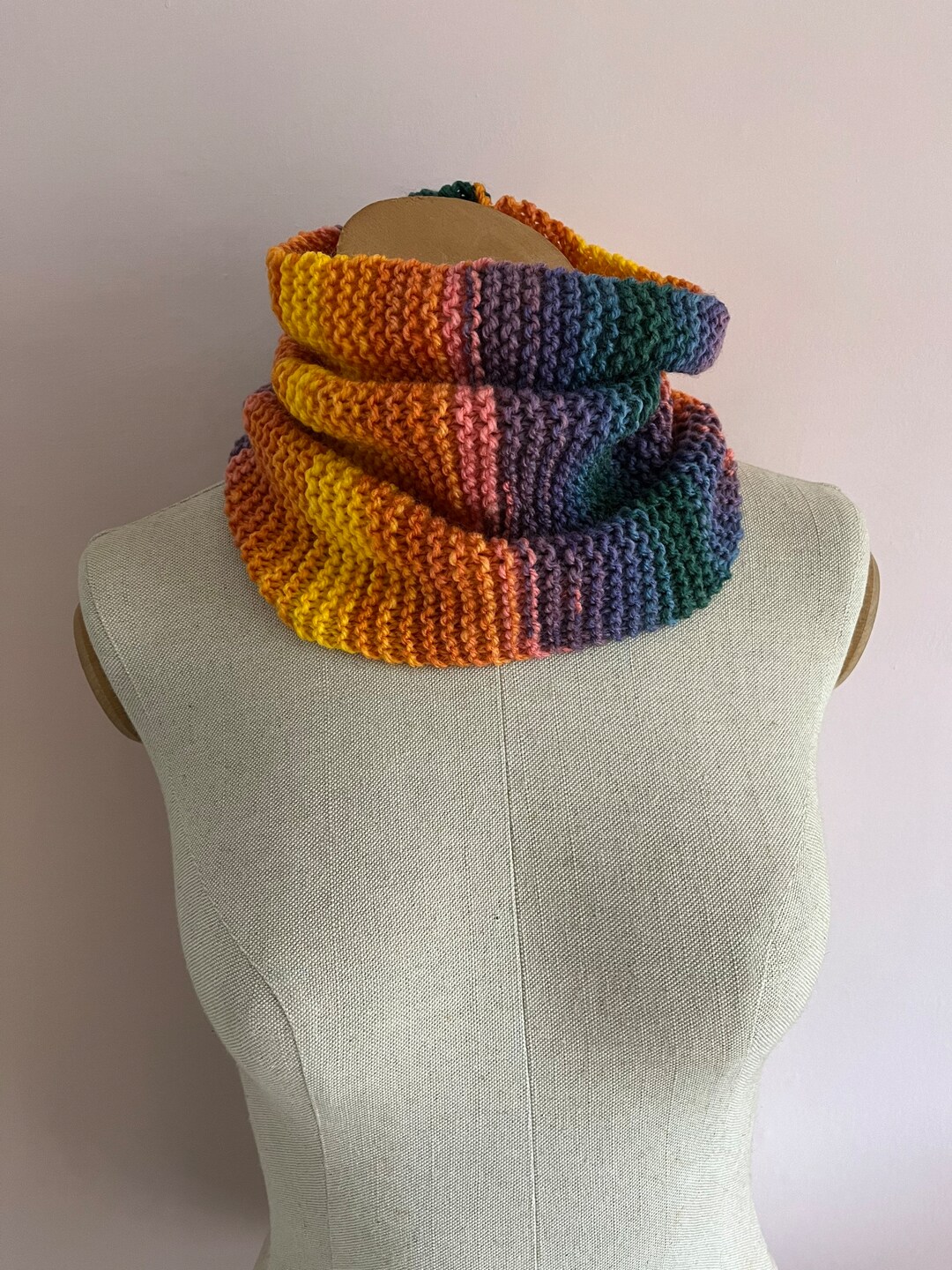 Knitted Snood Rainbow Wool - Etsy UK