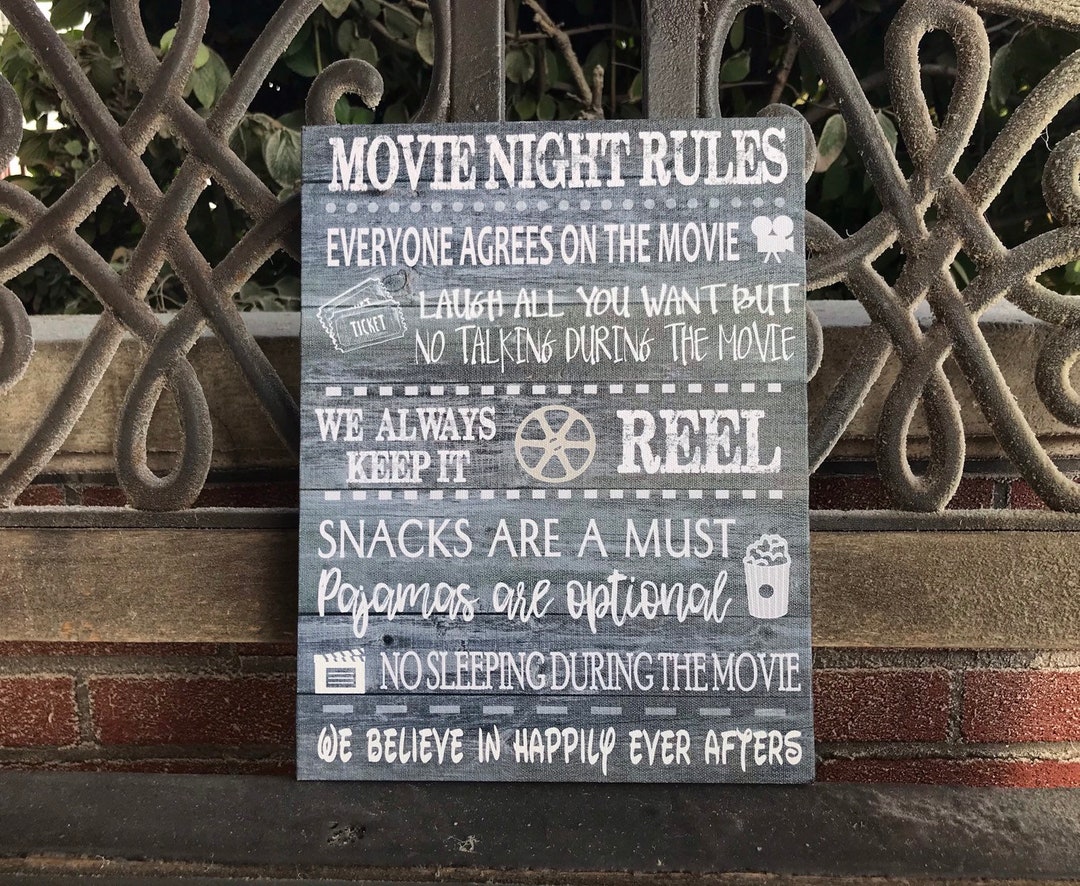 Personalized Movie Night Rules Canvas: Home Theater Decor - Etsy