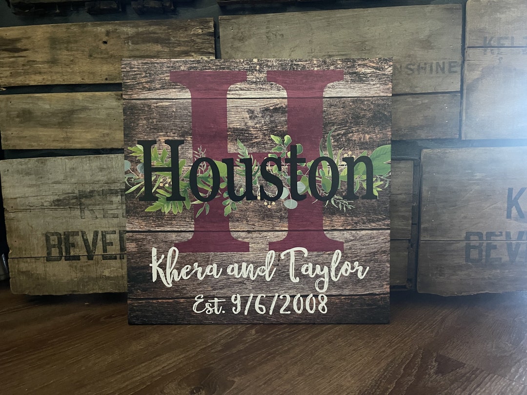 Rustic Monogram, Last Name Welcome Sign, Greenery, Handcrafted, Custom ...
