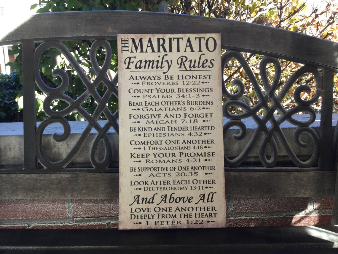 Christian Family Rules Canvas, Family, Home Decor, Bible Verses ...