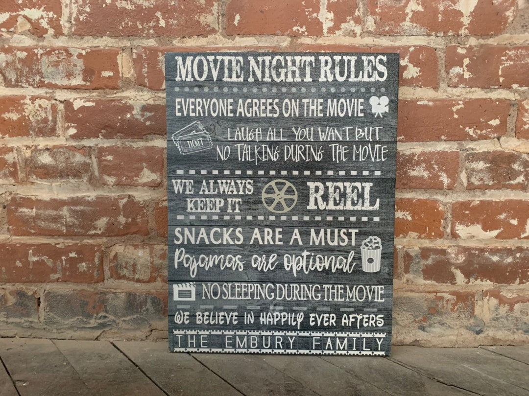 Movie Night Rules, Customizable Christmas Gift, Unique, Made to Order ...