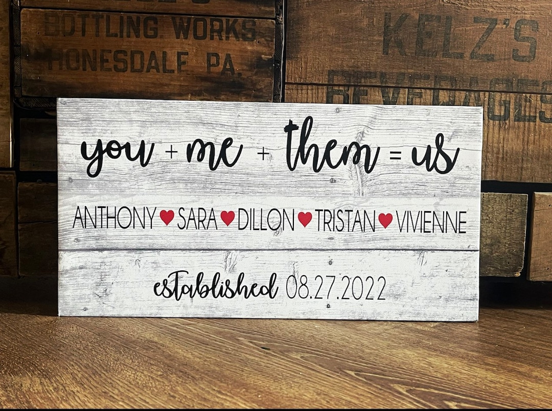 Blended Family Sign, You Me Them Us, Family Room Decor, Handcrafted ...
