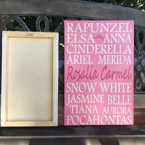 Disney Princess Personalized Canvas, Customized W/ Girls Name, Disney ...
