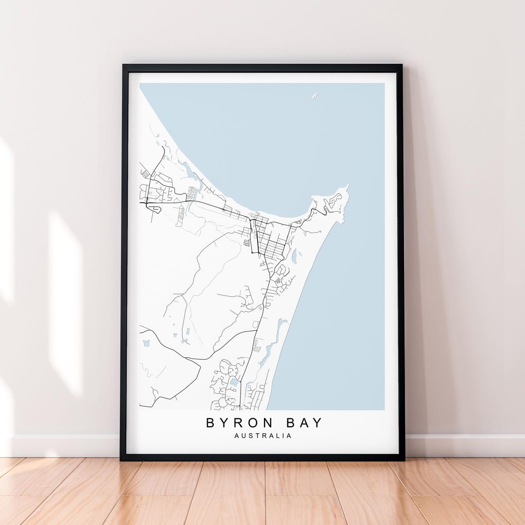 Byron Bay Map Print Poster Minimalist Home Decor Byron Bay Australia ...