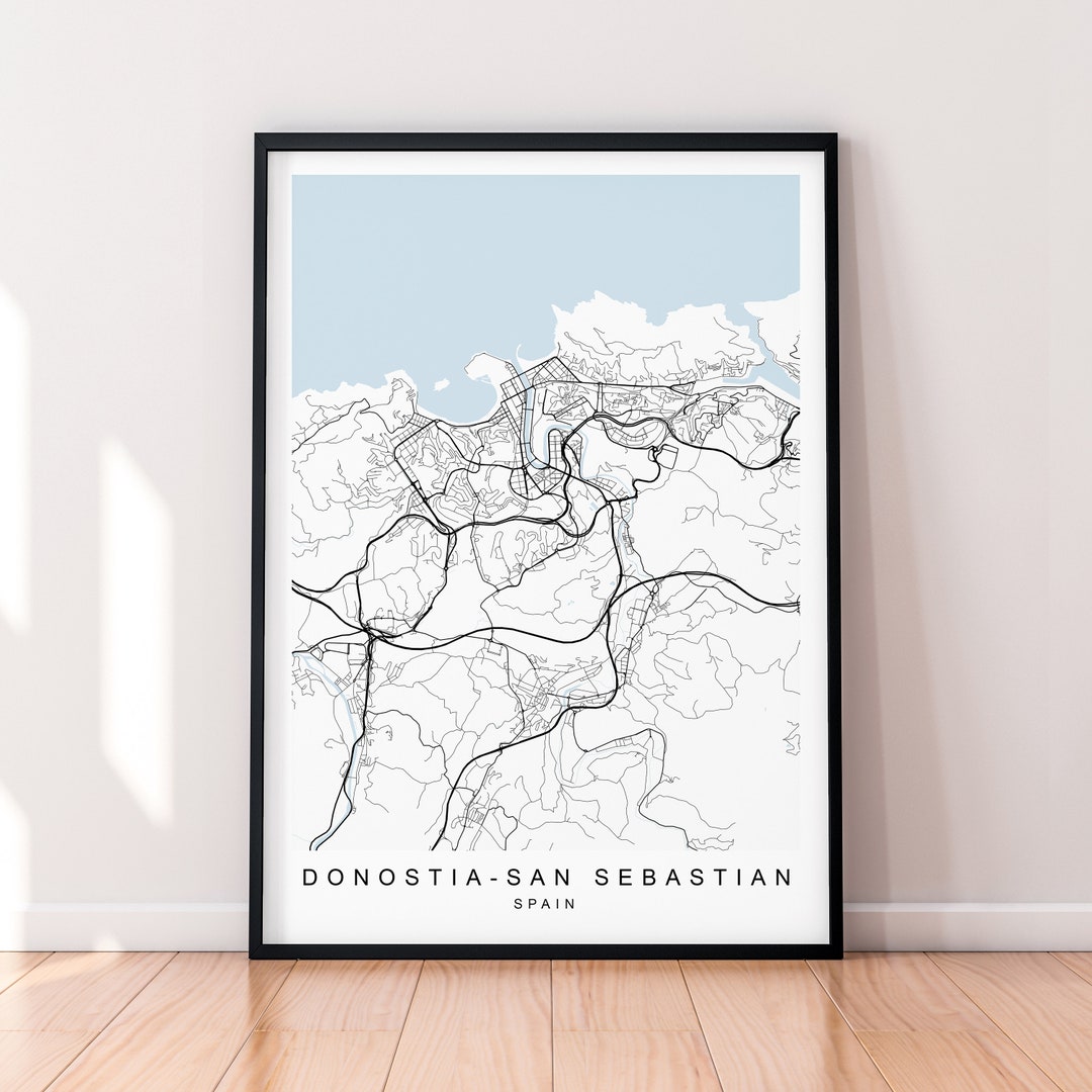 Donostia-san Sebastian City Map Spain Print Minimalist Donostia-san ...