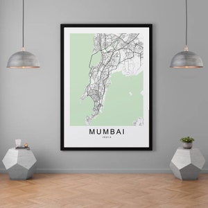 Mumbai Map India Map Print Minimalist Home Map Poster Wall Décor - Etsy