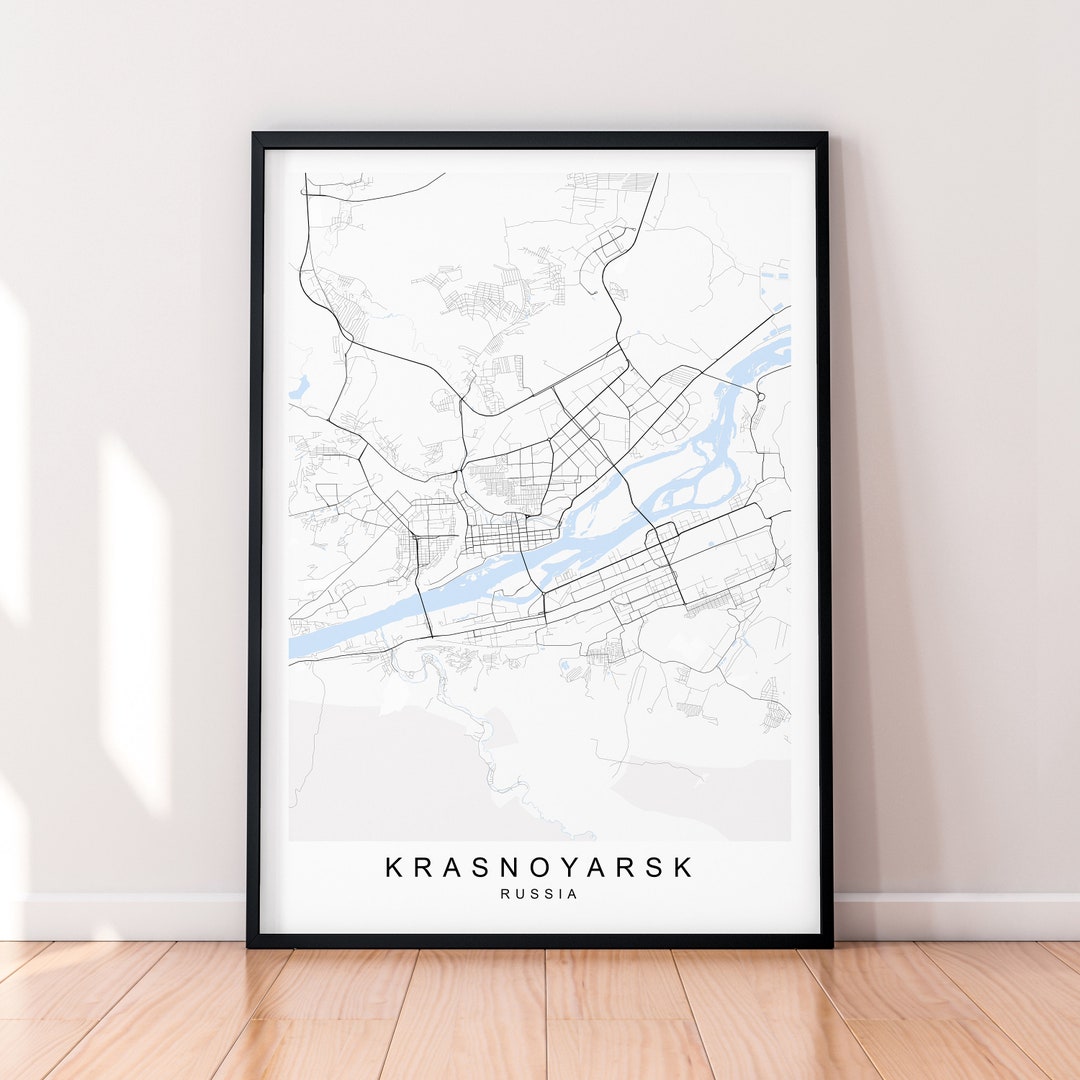 Krasnoyarsk City Siberia Map Print Poster Minimalist Home Decor ...