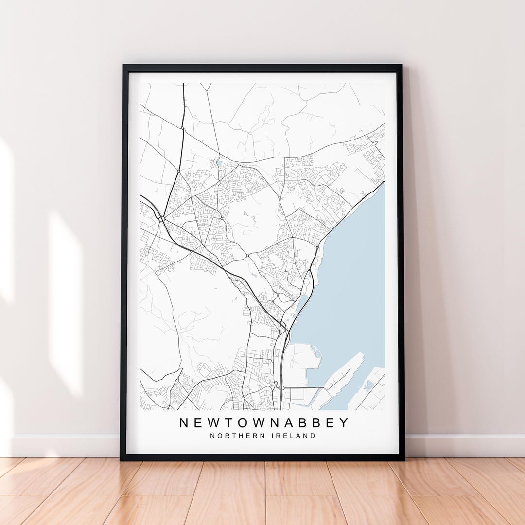 Newtownabbey Map Print Newtownabbey Northern Ireland Map Poster Wall ...