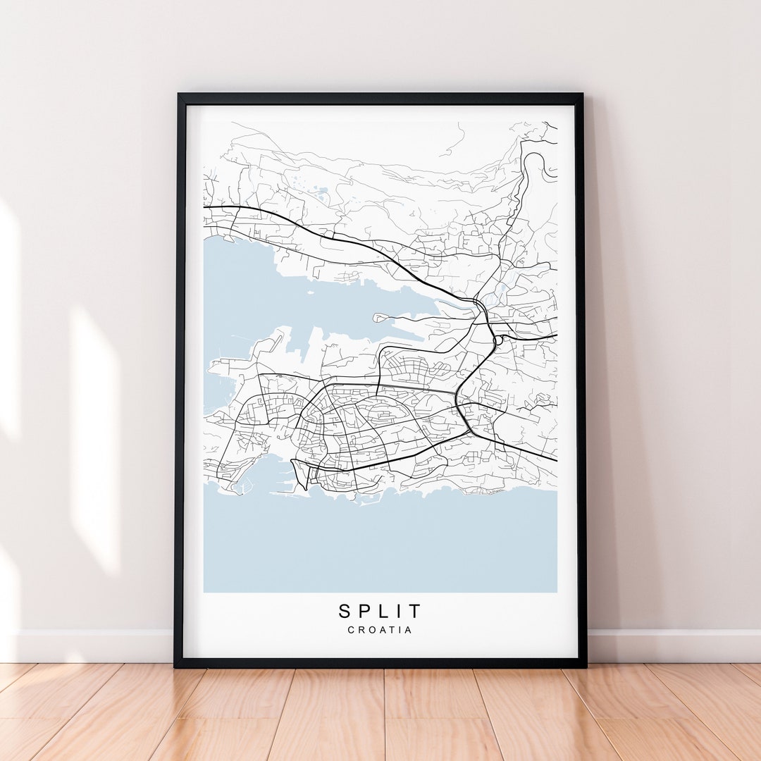 Split Croatia Town Map Print Poster Minimalist Home Decor Split Croatia ...