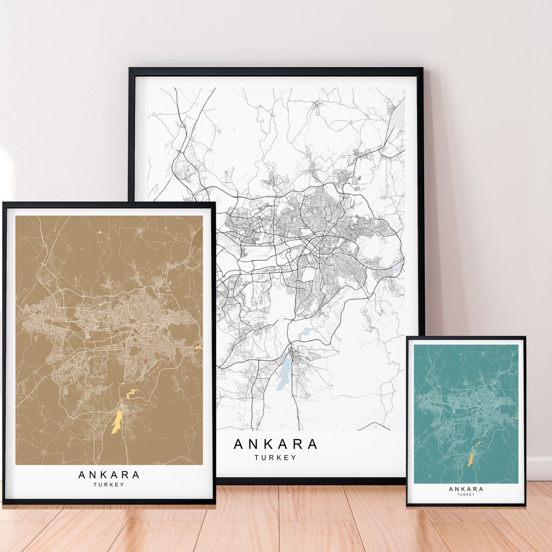 Ankara Map Print Minimalist Ankara Turkey City Map Poster Wall Decor - Etsy