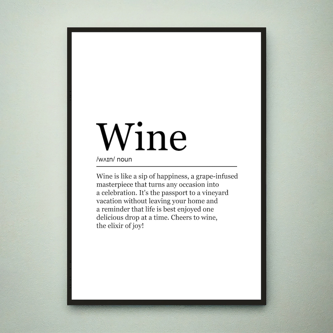 Wine Print Definition Poster Wall Art Wine Appreciation Meaning ...
