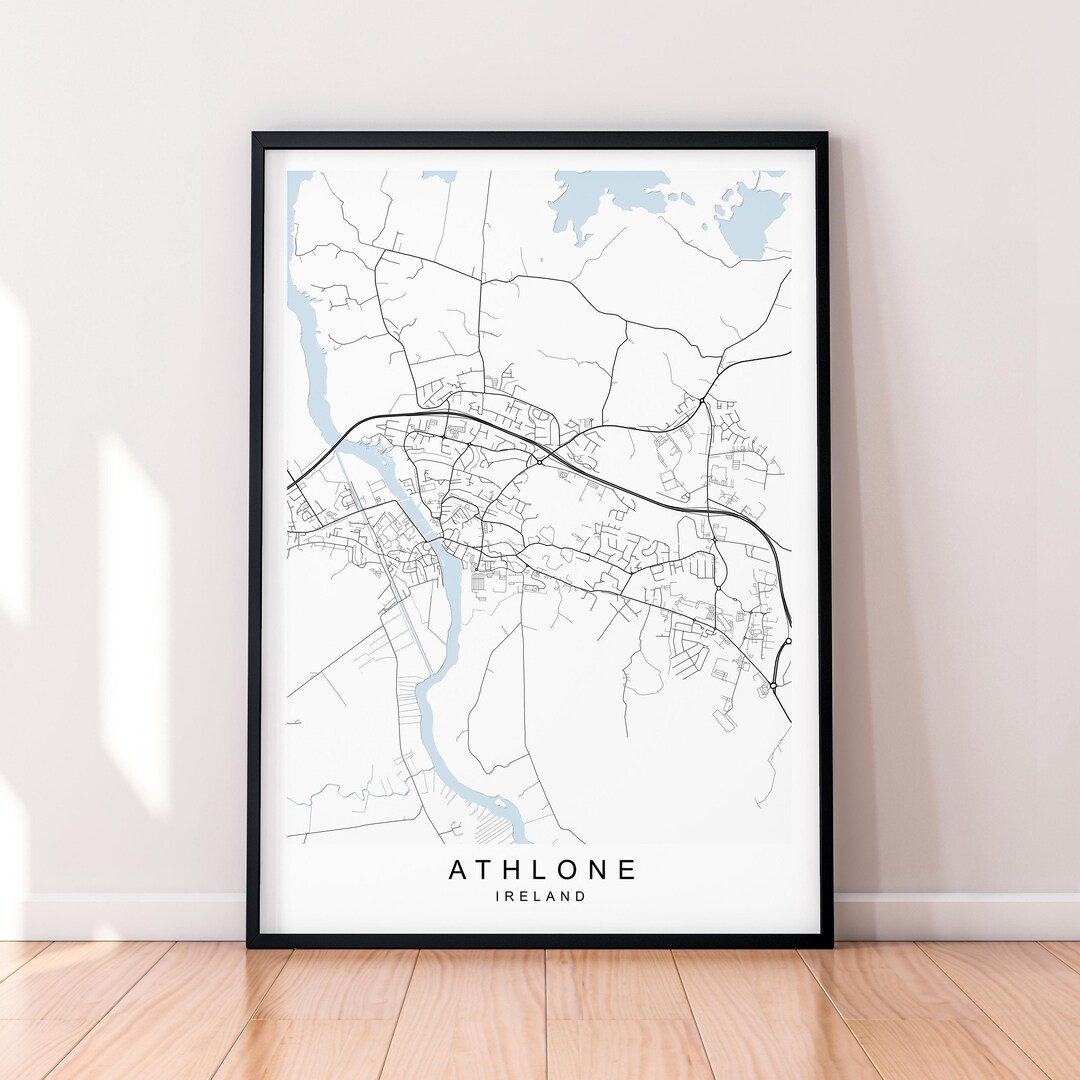 Athlone Map Print Wall Decor Athlone Ireland Poster Wall Art Gift ...