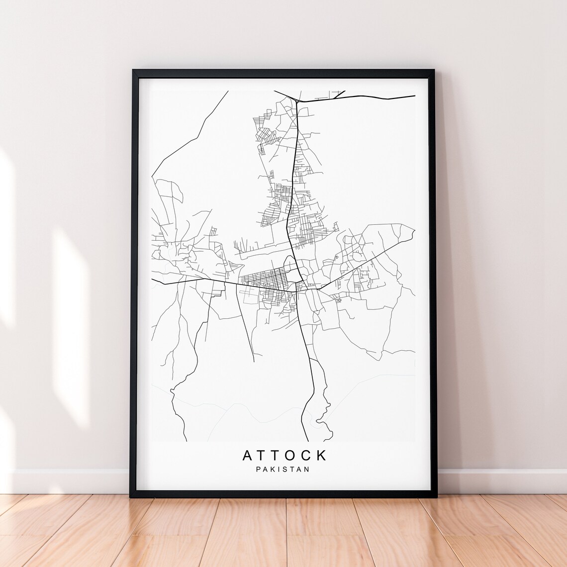 Attock City Map Print Poster Minimalist Home Attock Pakistan Map Poster ...