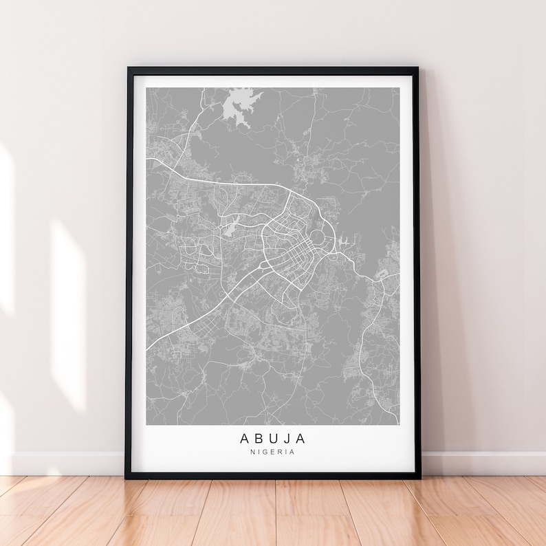 Abuja Map Nigeria Print Minimalist Abuja City Area Map Poster Wall ...