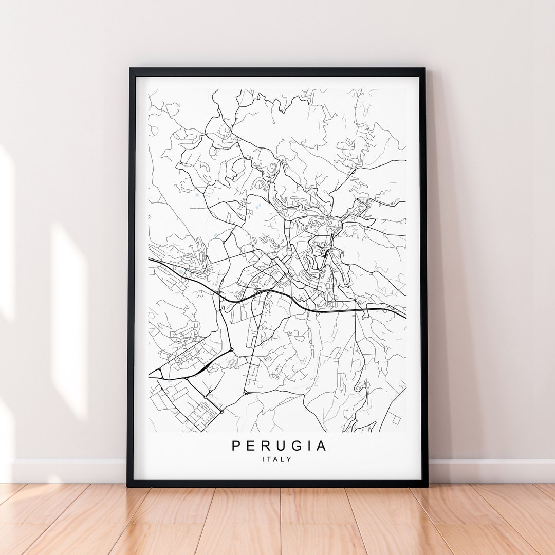 Perugia Town Map Italy Print Poster Minimalist Home Perugia Italia City ...