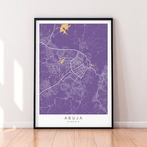 Abuja Map Nigeria Print Minimalist Abuja City Area Map Poster Wall ...